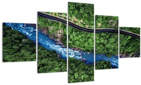 Obraz - Řeka mezi horami, Kavkaz, Rusko (125x70 cm)