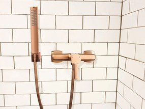 Invena Trend, sprchová baterie s ruční bodovou sprchovou soupravou, měděná matná, INV-BN-02-014-V