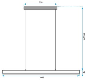 Toolight Stropní svítidlo LED APP1448-CP BLACK 100cm