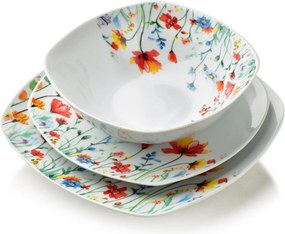Porcelánová jídelní sada LEA Smooth 18 ks bílá/barevná