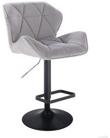 LuxuryForm DESIGN Barová židle MILANO VELUR na černé kulaté podstavě - světle šedá