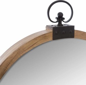 Ozdobné zrcadlo s dřevěným rámem, průměr 74 cm