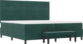 Postel s boxspringem s čelo Tmavě zelená 200 x 200 cm samet 3344537