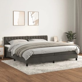 Box spring postel s matrací tmavě šedá 200x200 cm samet,  3141504