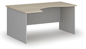 Ergonomický kancelářský pracovní stůl PRIMO GRAY, 1600 x 1200 mm, levý, šedá/dub přírodní