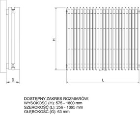 Instalprojekt Koupelnový radiátor VIVAT Barva radiátoru - Skupina barev [1], Rozměr radiátoru - 525 × 1600 mm, výkon 1390 W, Typ připojení - Klasické (na rozteč) - RADVIV5016.