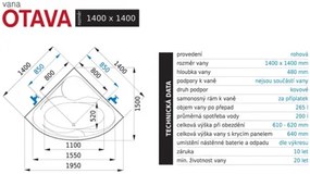 Santech OTAVA 140 x 140 cm SAOTA140 vana akrylátová