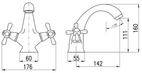RAV Slezák MK128.0SM - Umyvadlová baterie MORAVA RETRO 16 cm stará mosaz