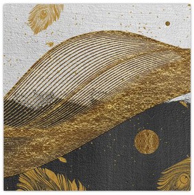 Obraz - Zlaté pírka (30x30 cm)