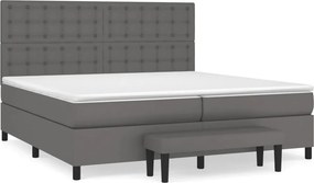 Box spring postel s matrací šedá 200x200 cm umělá kůže 3137687