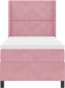Postel s boxspringem s čelo Růžová 100 x 200 cm samet 3342055