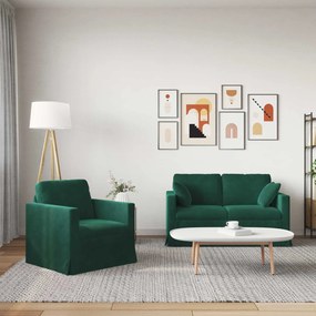 Set pohovek 2 ks Tmavě zelená samet 3407509