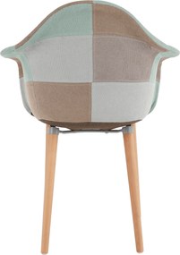 Křeslo, látka patchwork mentol/hnědá/buk, KADIR NEW TYP 5