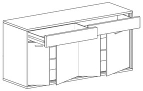 Mediolan - komoda M8 + KOVOVÉ NOŽIČKY - natural hikora