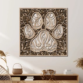 dřevo života Dřevěný obraz TLAPKA Zvolte rozměr (cm): 40x40, Zvolte barvu dekoru: Dub sunoma-Ořech-Wenge
