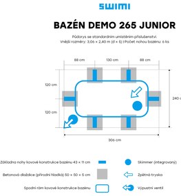 Technypools Bazén DEMO 265 JUNIOR 3,06 x 2,40 x 1,25 m (9986P) Barva: šedá