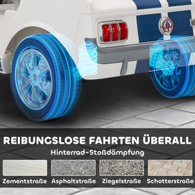 AIYAPLAY dětské elektrické auto 12V, dětské auto s 2,4 GHz dálkovým ovládáním, 2 motory, klakson, LED, hudba, bílá