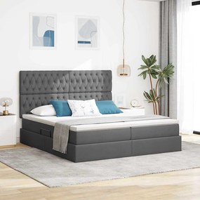 Postel s úložným prostorem Tmavě šedá 200 x 200 cm Textil 3372216