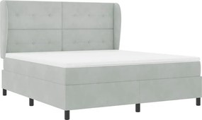 Postel s boxspringem s čelo Světle šedá 200 x 180 cm samet 3340940