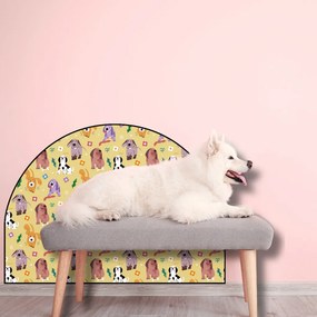 PIPPER. Ochranná textilní nálepka na zeď - Oblouk - Barevní psi Velikost: 83x60cm, Jméno: Bez jména