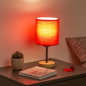 Brilagi - Stolní lampa NUBILA WOOD 1xE27/25W/230V dub/červená