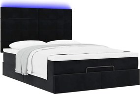 Osmanský rám postele s matracemi černá 140x190cm samet 3314320