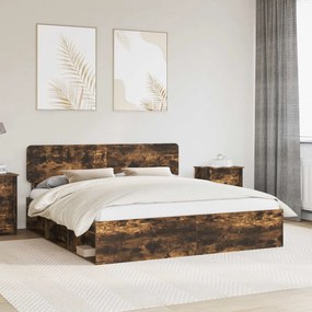 Rám postele Kouřový dub 180 x 200 cm Masivní borové dřevo 3412046