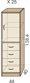 Regál se zásuvkami JIM 5 X 25