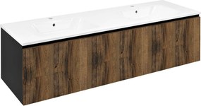 Sapho Lorea - Umyvadlová skříňka 180x46x52 cm, 2x zásuvka, dub collingwood/matná černá LE090-1935-03