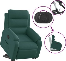 Elektrické zvedací polohovací křeslo tmavě zelené textil 3205010