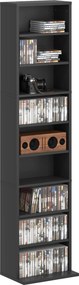 HOMCOM knihovna s 9 policemi pro 260 CD, moderní design, CD regál z dřevotřísky, 33x24x140 cm, černá | Aosom