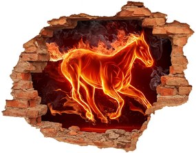 Wallmuralia Díra 3D fototapeta na stěnu Kůň v plamenech 90x70 cm