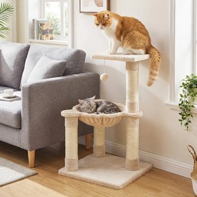 Costway 64 cm Škrabací sloupek Sledovací místo Houpací síť Sisal