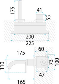 Rea Argon, umyvadlová baterie pod omítku + montážní systém BOX, měděná matná, REA-B2093