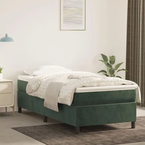 vidaXL Box spring postel tmavě zelená 100 x 200 cm samet