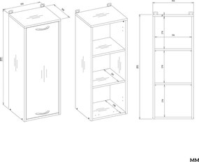 Horní závěsná koupelnová skříňka Nina 35 cm bílá