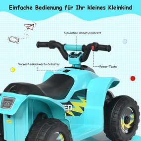 Costway 6 V dětská motorka dětská čtyřkolka elektrická dětská čtyřkolka, modrý