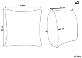 Sada 2 buklé polštářů 60 x 60 cm béžová LEUZEA Beliani