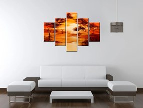 Gario Ručně malovaný obraz Západ slunce - 5 dílný Rozměry: 150 x 105 cm