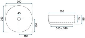 Keramické umyvadlo na desku REA SAMI ⌀ 36, beige lesk