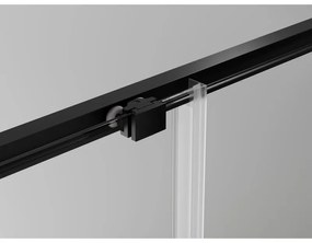 Mexen Exo, čtvercový sprchový kout s posuvnými dveřmi 100x100 cm, 6mm čiré sklo, černý profil, 8111-100-100-70-00