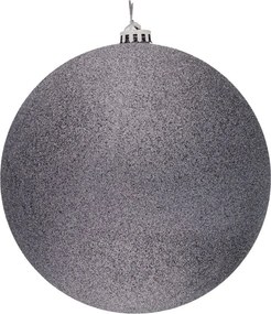 Velká vánoční ozdoba šedá glitter 30 cm plastová koule