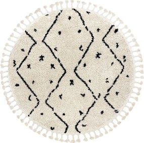 Dywany Łuszczów, Kusový koberec Berber Tetuan B751 cream kruh, 120x120 (průměr) kruh, bílá, ložnice