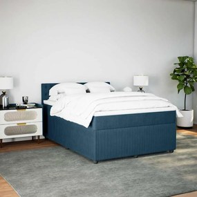 Box spring postel s matrací modrá 160 x 200 cm samet 3290098