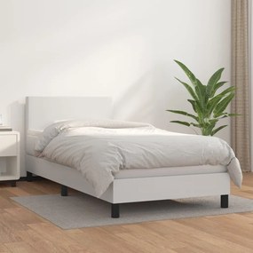 vidaXL Box spring postel s matrací 100x200 cm umělá kůže [3140987] Barva: Bílá