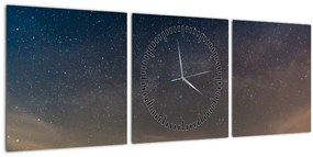 Obraz noční oblohy (s hodinami) (90x30 cm)