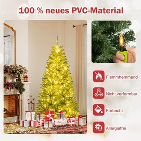 Costway 180 cm Osvětlený umělý vánoční stromek Skládací vánoční stromeček s 700