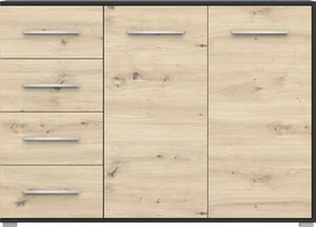 IDZ Komoda FRIDA 2D4S 01, 135 cm Dub Artisan / Černá