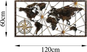 Nástěnná kovová dekorace World Map Large 1 vícebarevná