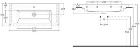 Sapho CITY keramické umyvadlo hranaté 100x45cm, bílá KE100